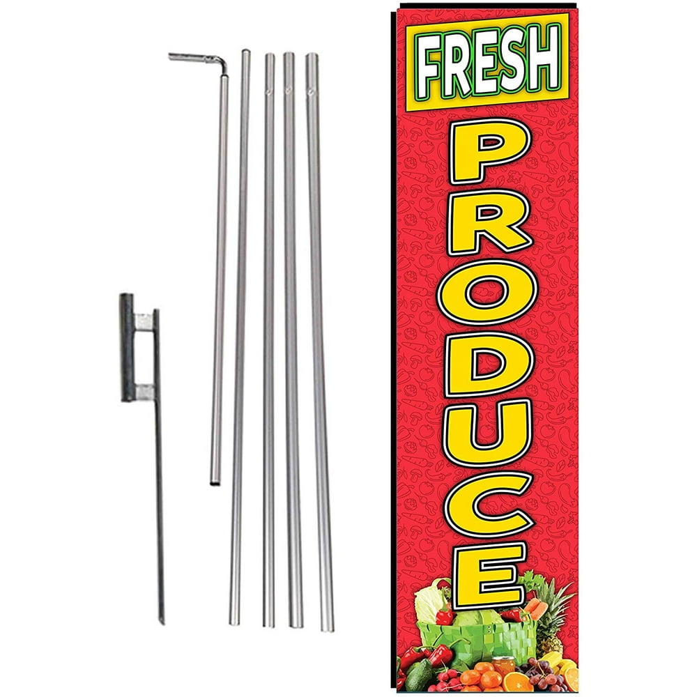 Fresh Produce Farmers' Market Advertising Rectangle Feather Banner ...