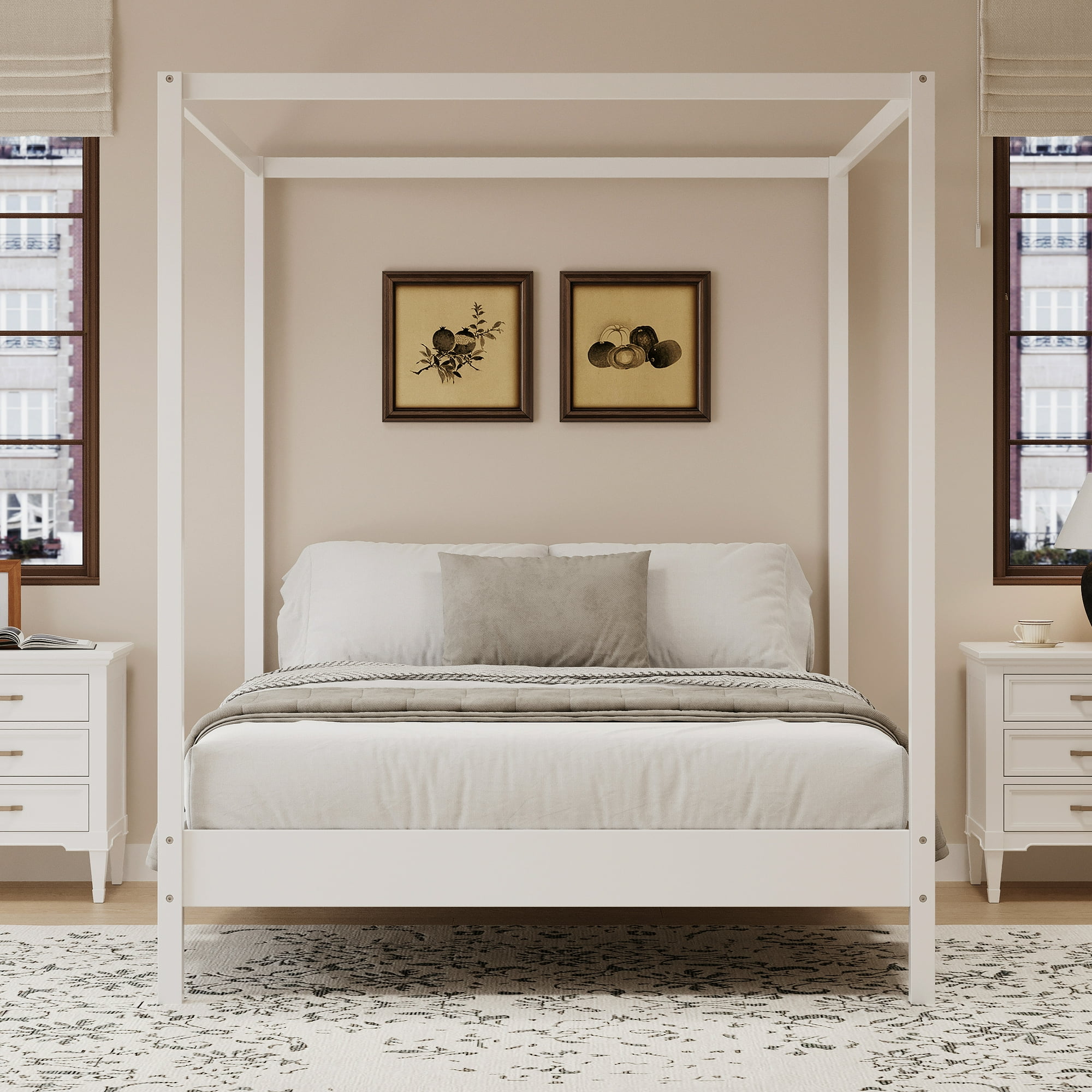 Click here for Noble House Solid Wood King Size Canopy Bed Frame... prices