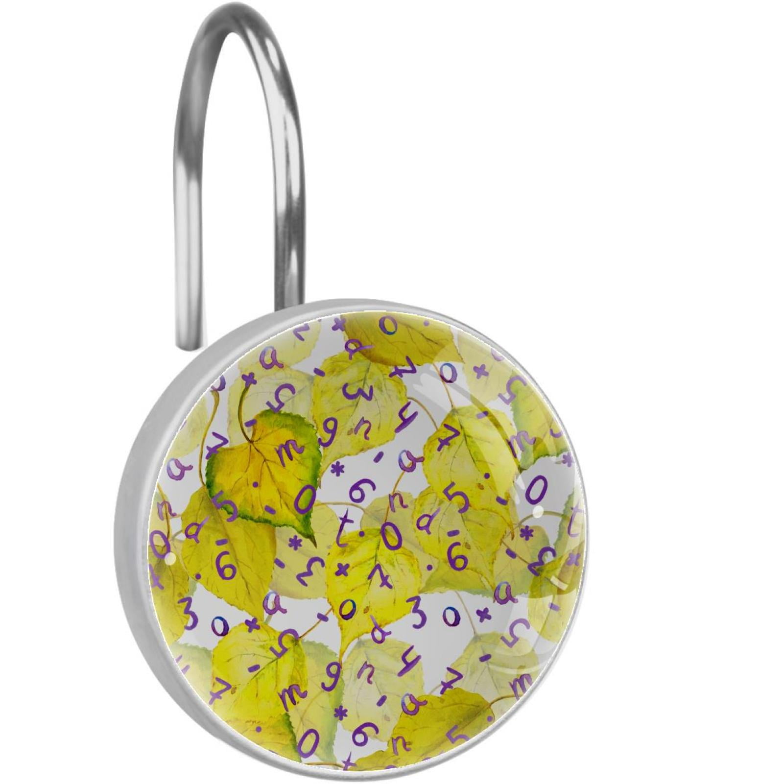 Leaves and Numbers Shower Curtain Hooks（Set of 12）for Home Hotel Shower ...