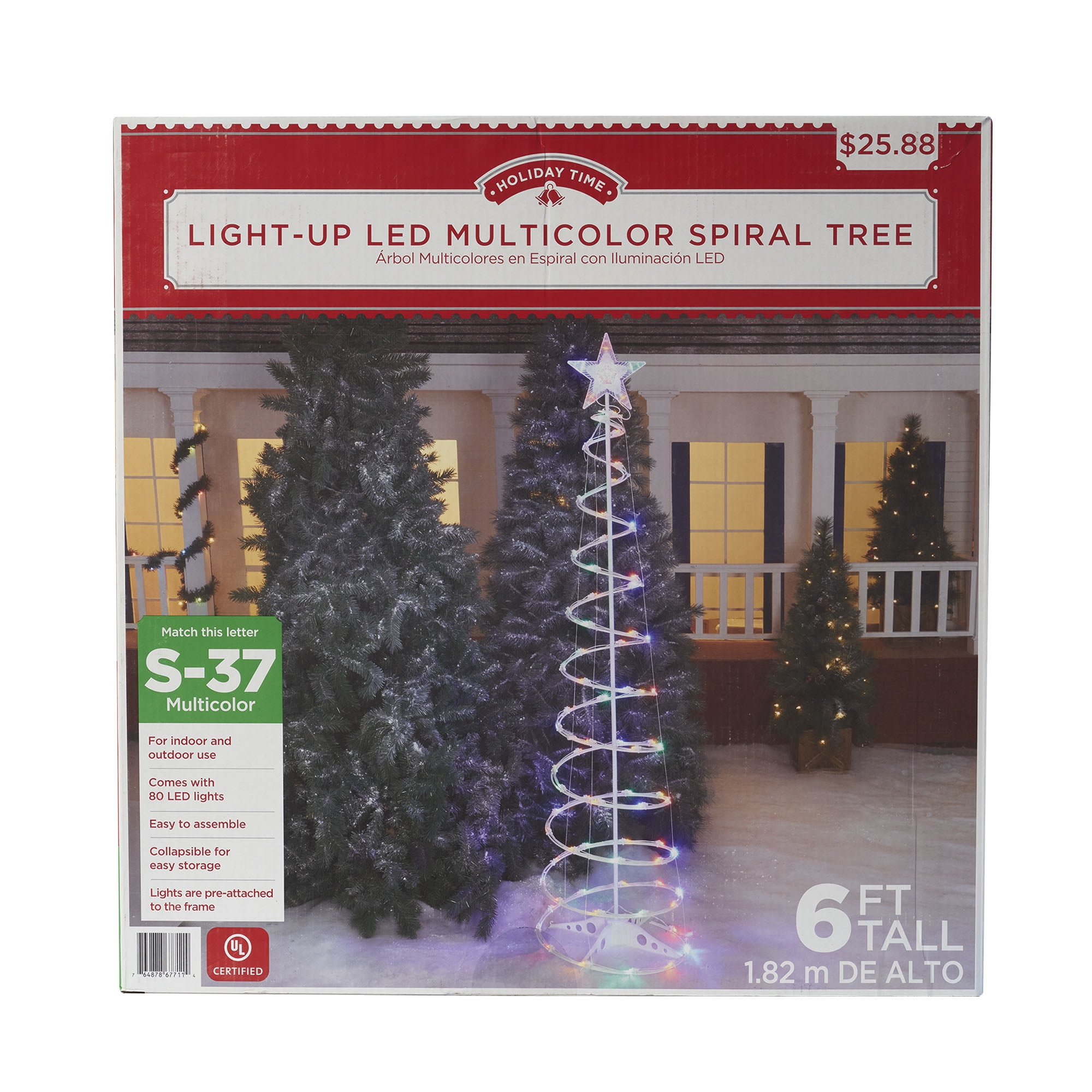 Holiday Time 6 Foot Spiral Tree with LED Multi colored lights - Walmart.com