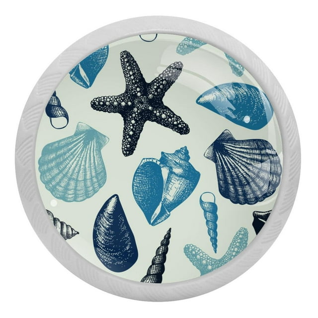 4PCS Round Sea Shells Cabinet Fluorescence Knob Glowing in the Dark ...