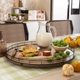 18" Acacia Wood Lazy Susan Turntable, Farmhouse Round Rotating Tray for ...