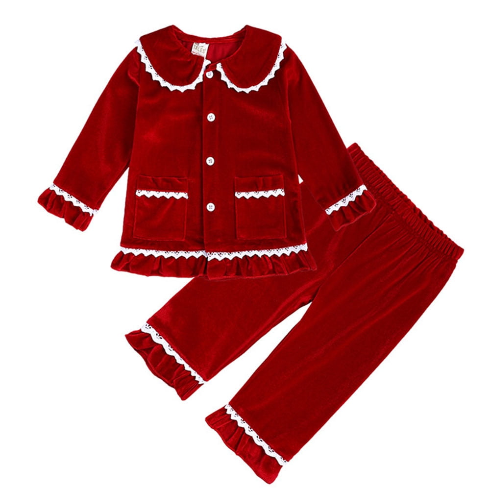 Red Christmas Boy Girl Warm Pjs Sets Kids Family Match Pajamas ...
