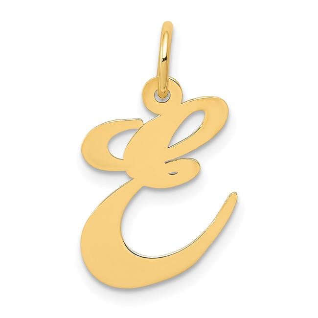 Finest Gold 14K Medium Fancy Script Letter E Initial Charm - Walmart.com