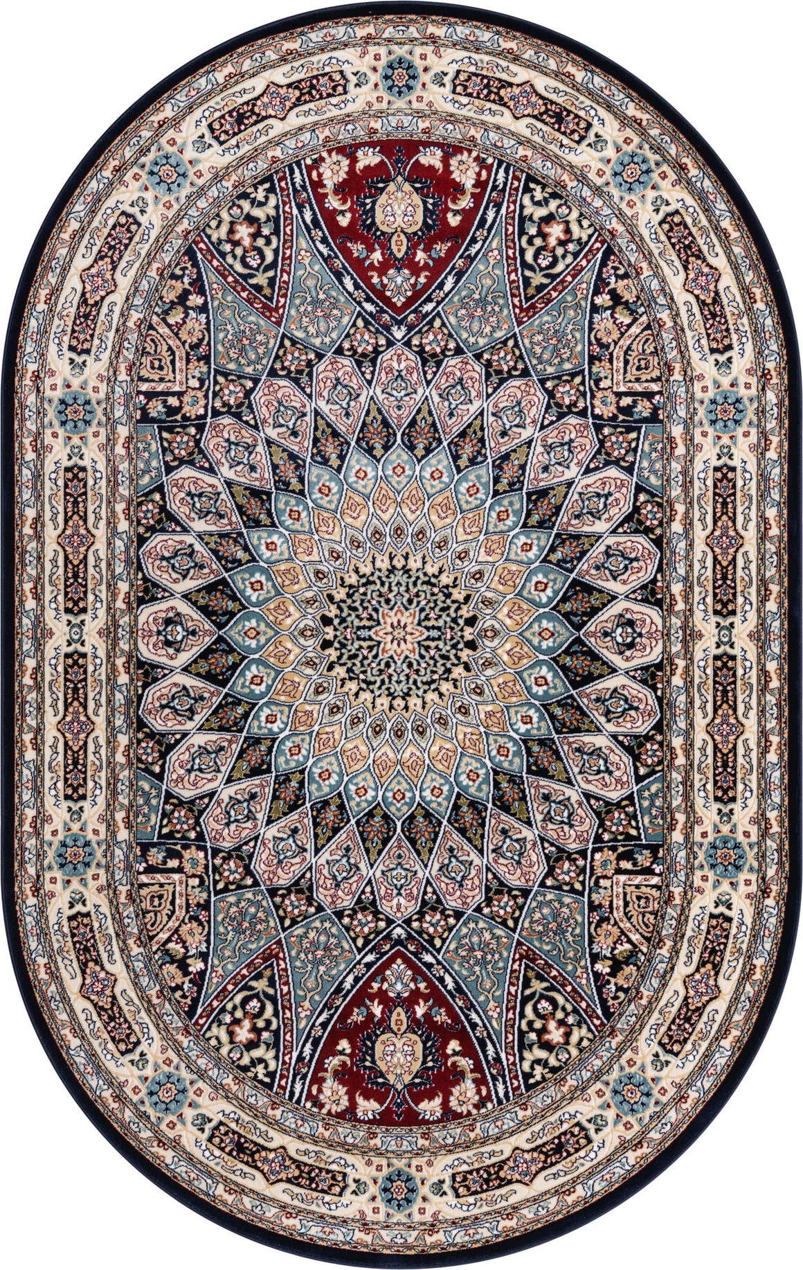 Rugs.com Rabia Collection Rug – 5' 3 x 8' Oval Navy Blue Low Rug ...