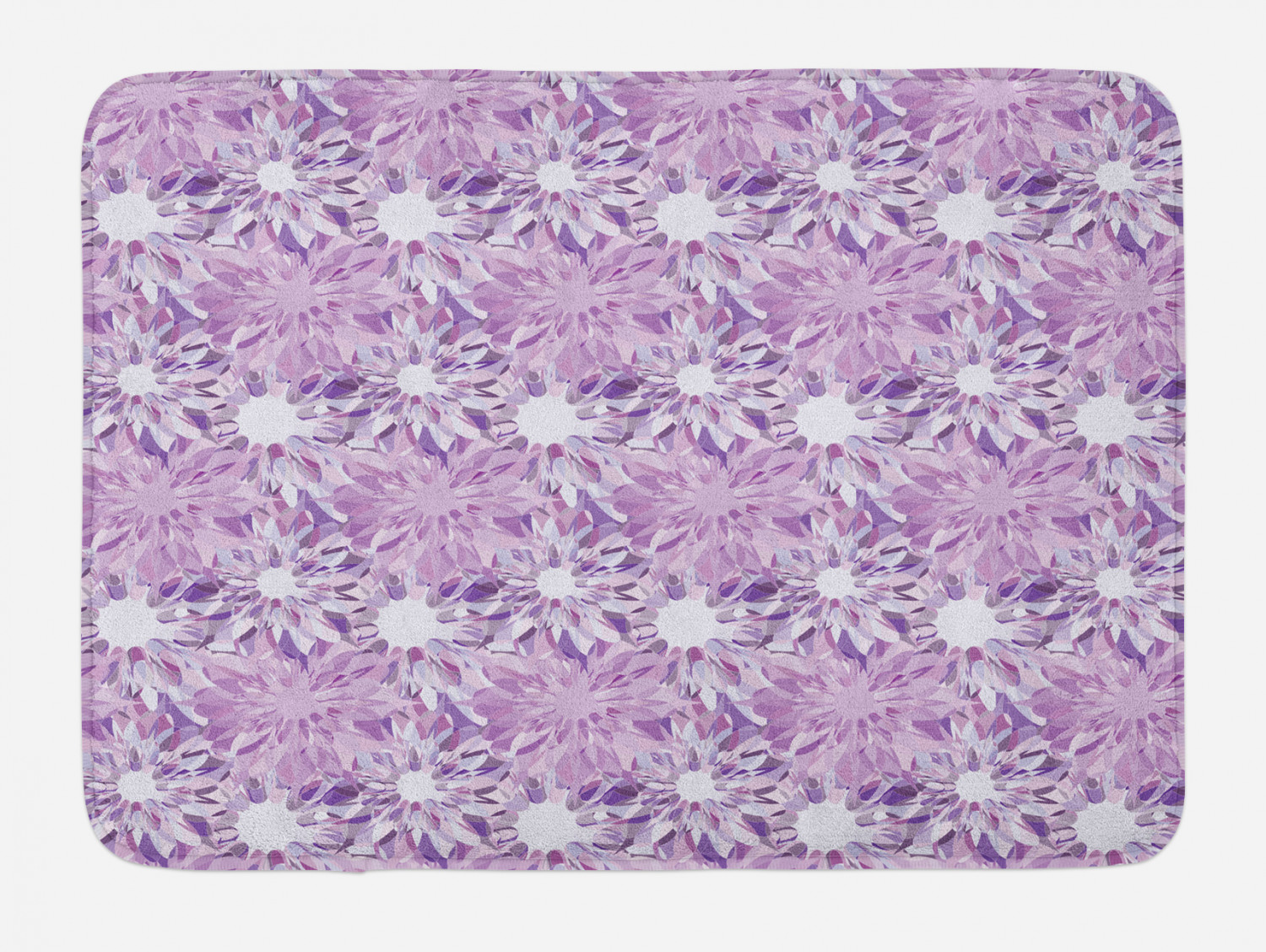 Mauve Bath Mat, Digital Guiloche Fractal Crystal Stylized Floral ...