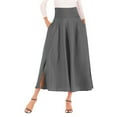 Lopecy Sta Women Solid Color High Waist Pleated A Line Long Skirt Front
