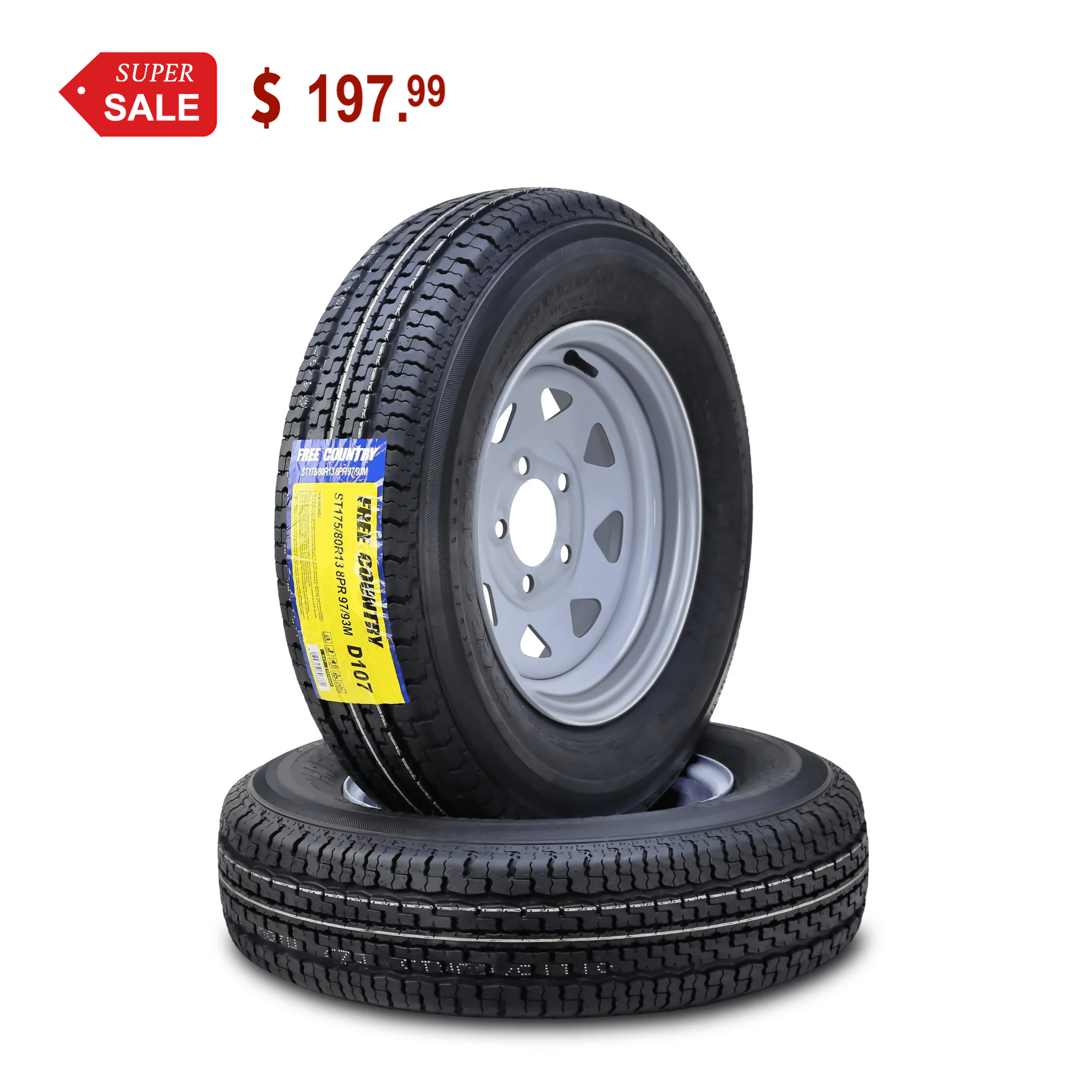 W Car & Truck Wheel & Tire Packages Pair Of ST175/80R13 8-Ply Trailer ...