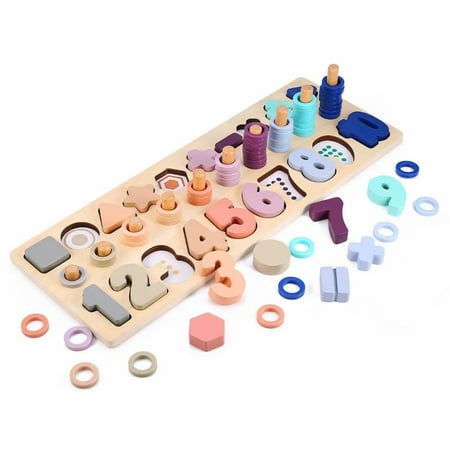 Wooden Number Puzzle Sorting Counting Toys - Shape Sorter Game ...