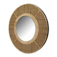 Maraya Tan Rattan-Bamboo Round Boho Wall Mirror - Walmart.com