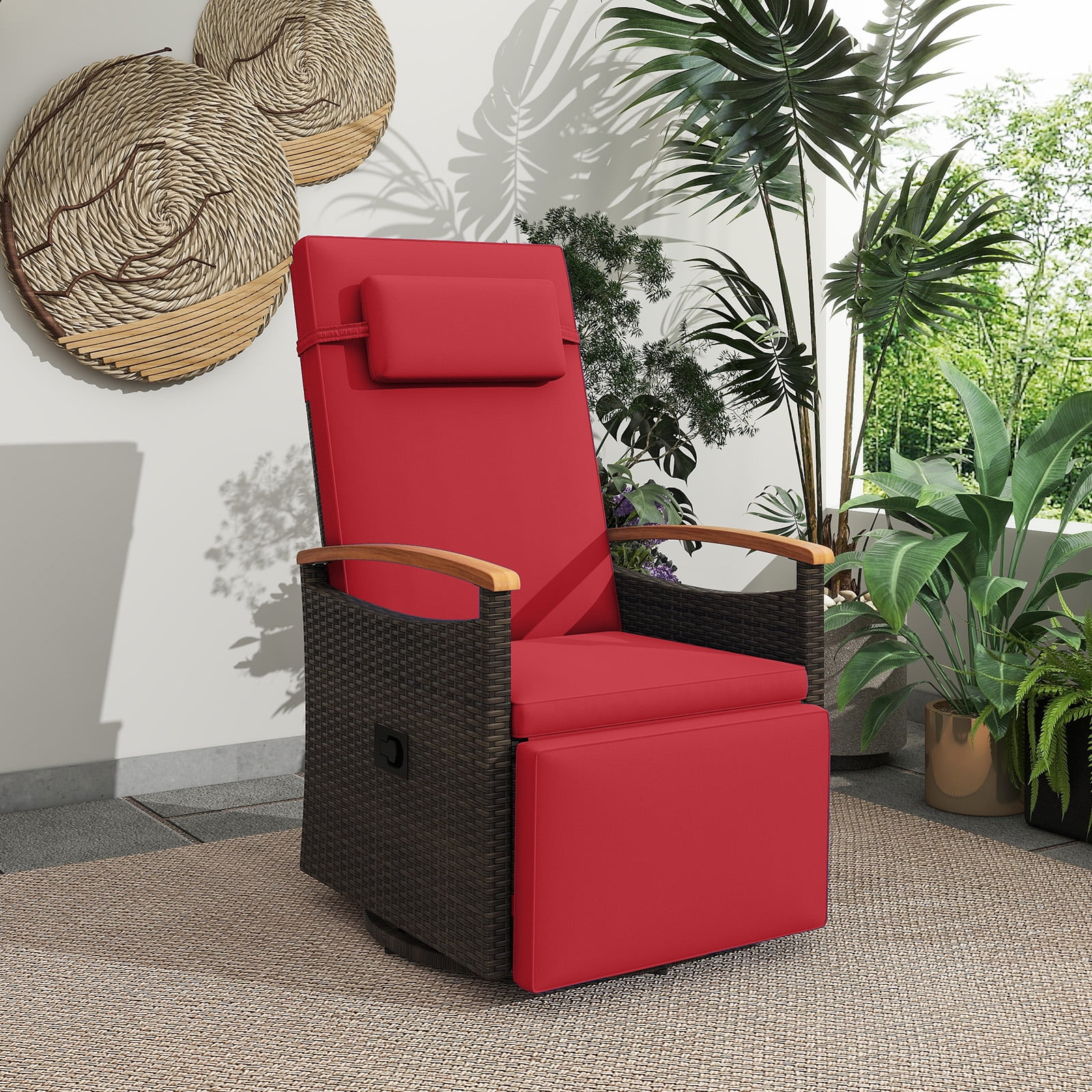 Click here for Costway Outdoor 360° Swivel Rattan Recliner Chair... prices
