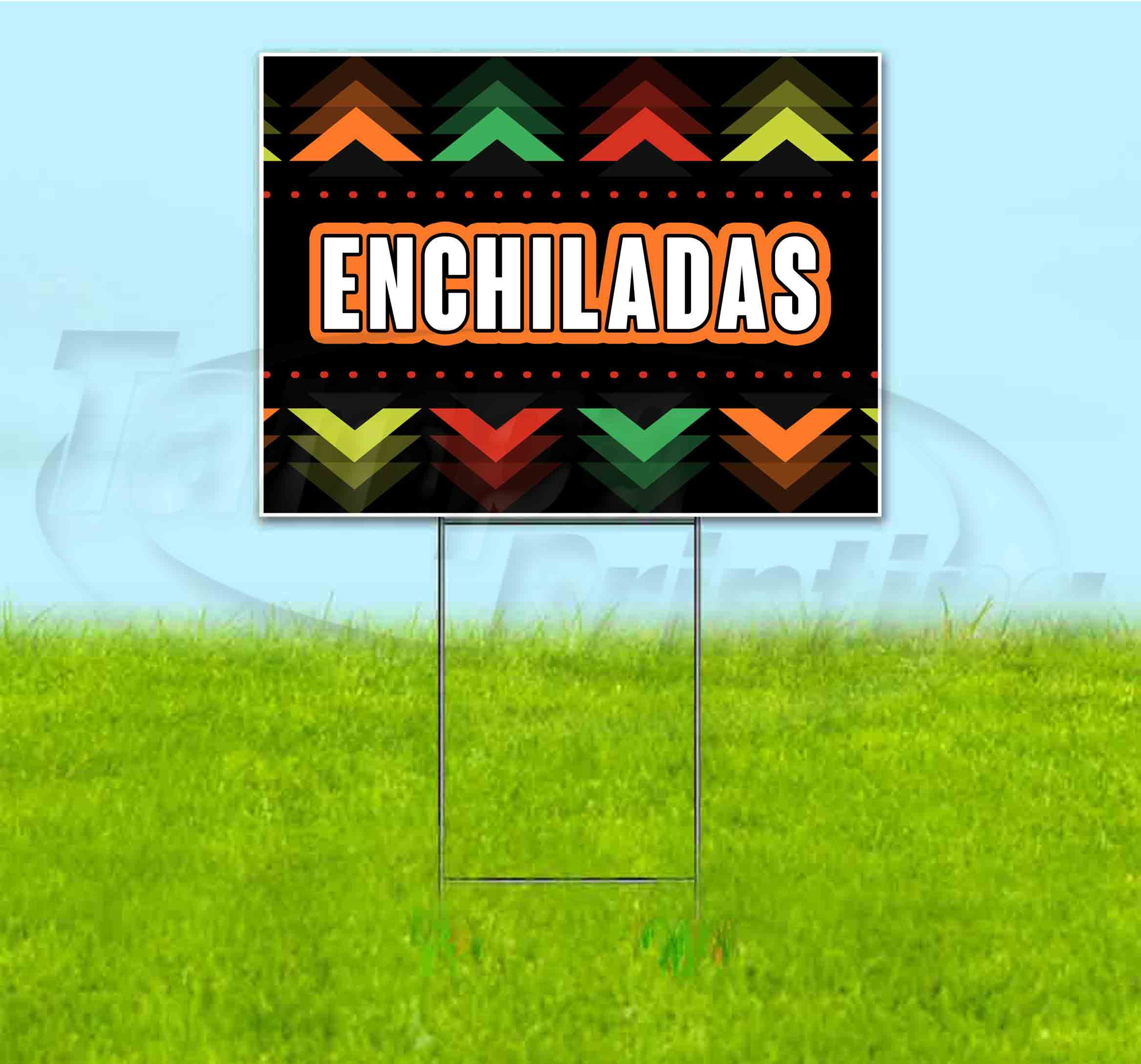 Fiesta Enchiladas (18" x 24") Yard Sign, Includes Metal Step Stake ...