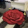 3D Rose Floor Rug, 48X48 In, Water Absorbent, Non Slip, Flower ...