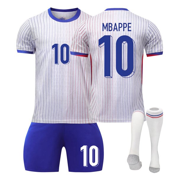 Sien 2425 French National Team Away Game Striped Soccer Jersey, #10 MBAPPE Short Sleeve Soccer ...