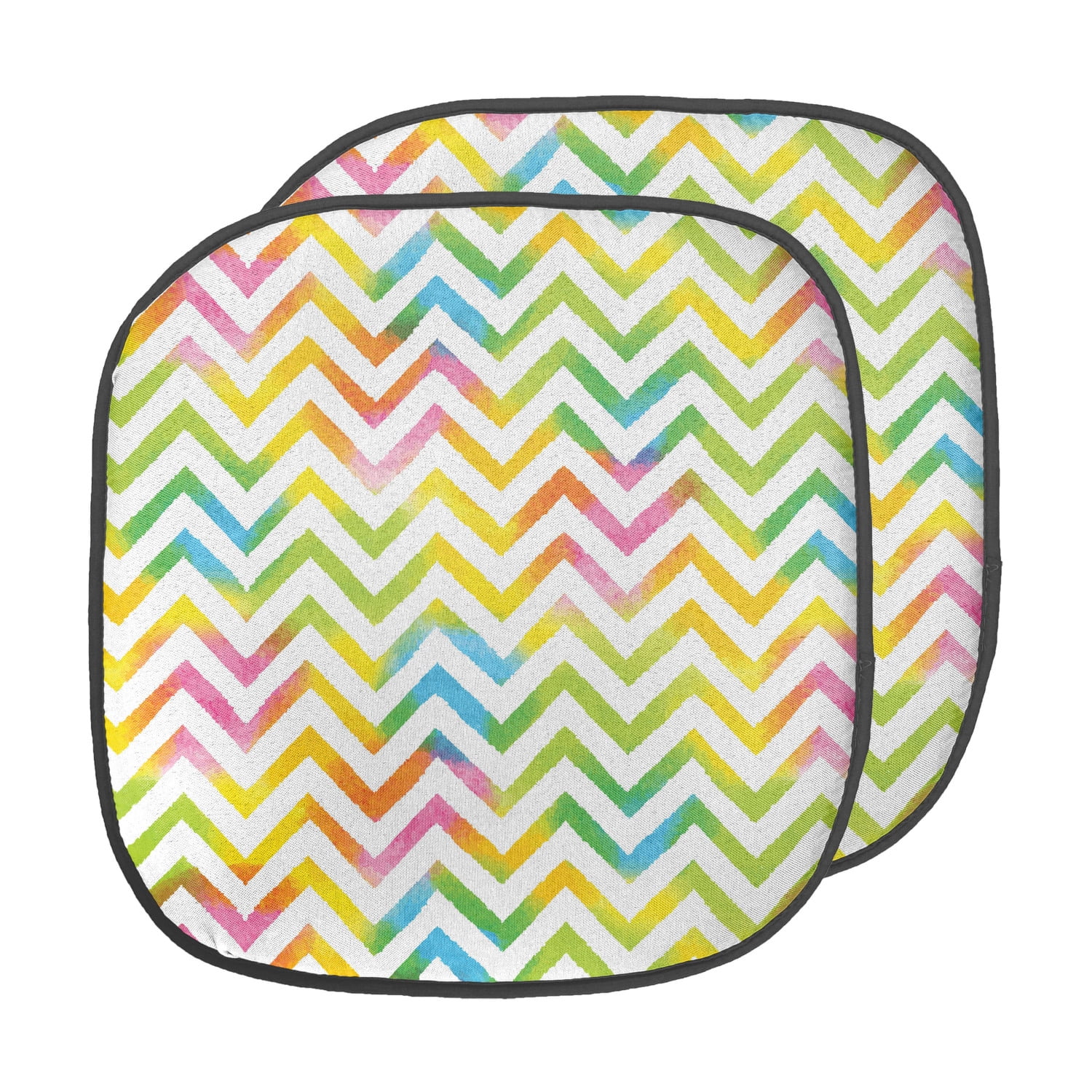 Chevron Chair Seating Cushion Set of 2, Colorful Geometric Chevron ...