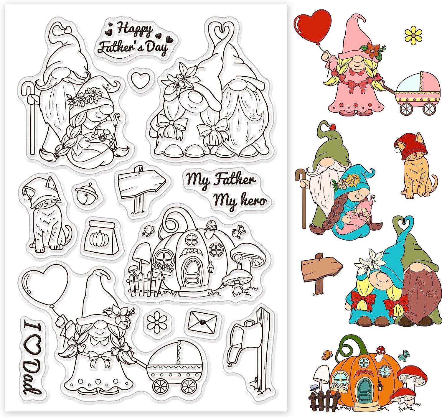 1sheet Father's Day Silicone Clear Stamps Gnome Daddy People ...