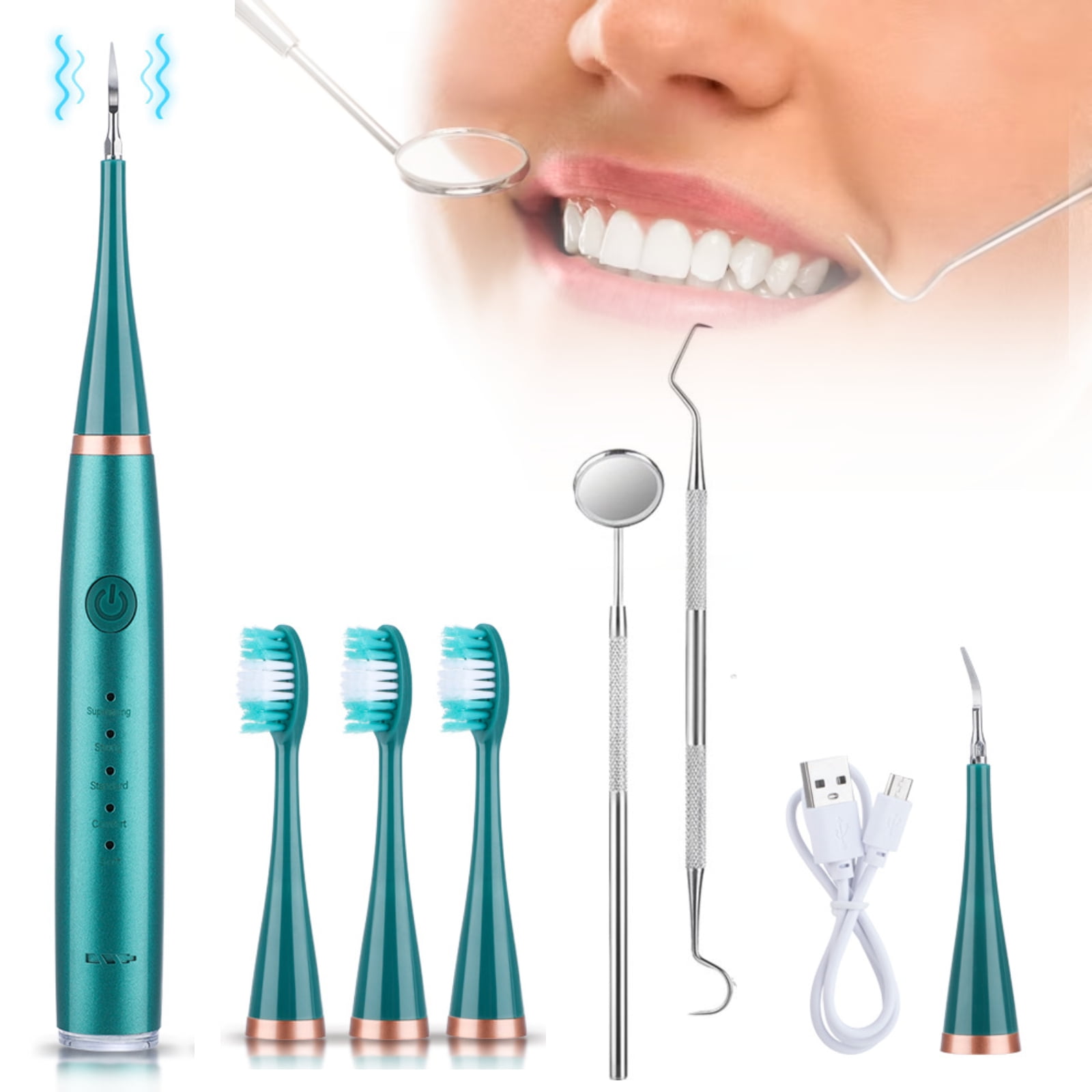 KIBVOE Ultrasonic Electric Teeth Cleaning Kit Calculus Remover for Oral ...