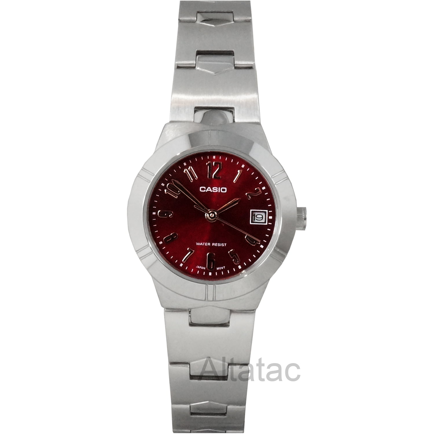 Casio - LTP-1241D-4A2D Women's Quartz Silver Analog Dress Watch w/ Red ...