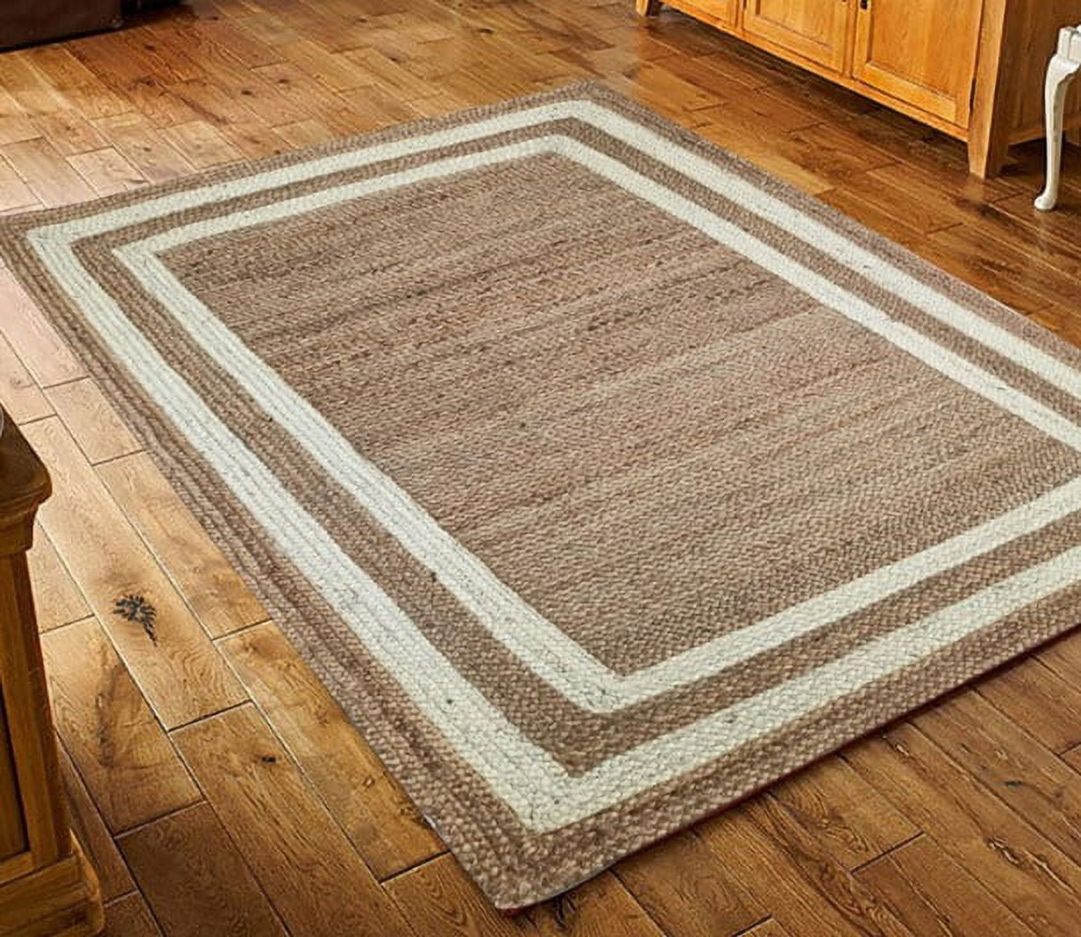 Indian Handmade Braided Pure Jute with White Design Area Rugs , Floor ...
