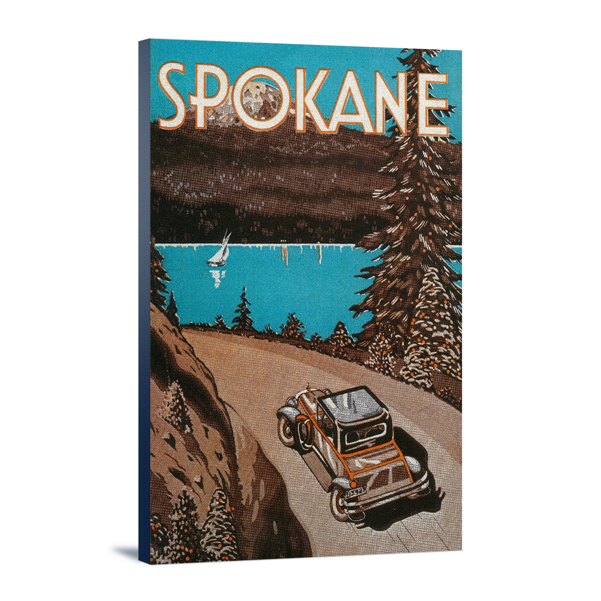 Spokane, Washington, Vintage Advertisement, (12x18 Wrapped Canvas, Wall ...