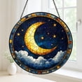 Moon Window Suncatcher with Stained Glass Look, Home Window Decor ...