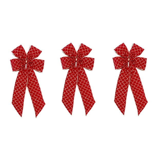 Red Velvet Outdoor Christmas Bows By Old Glory Bunting 3 Pack 4 Loop