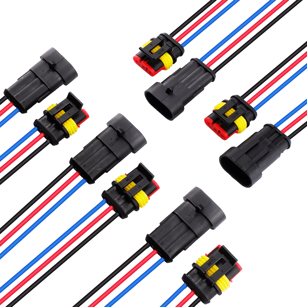 E-TING 5 Kits 3 Pin Electrical Connector 18 AWG Waterproof Connector 1 ...