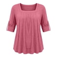 AHTJRT Plus Size 3/4 Sleeve Shirts for Women Square Neck Ruched Front ...