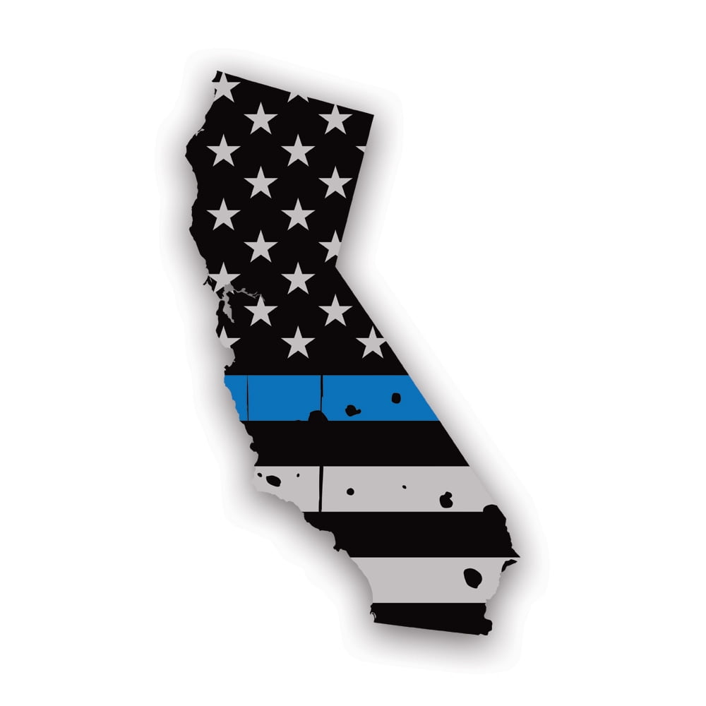 Distressed California State Shaped Subdued US Flag Thin Blue Line ...