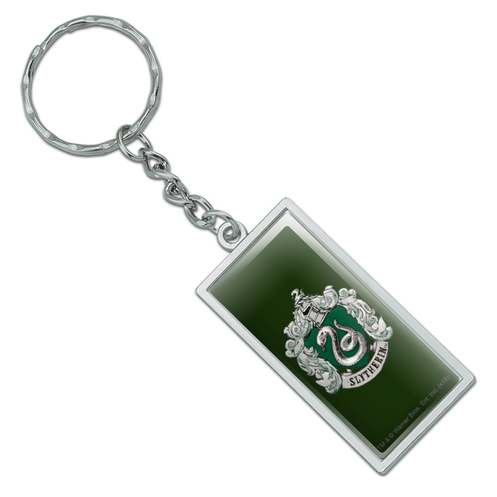 Rectangle Harry Potter Slytherin Painted Crest Keychain in Chrome ...