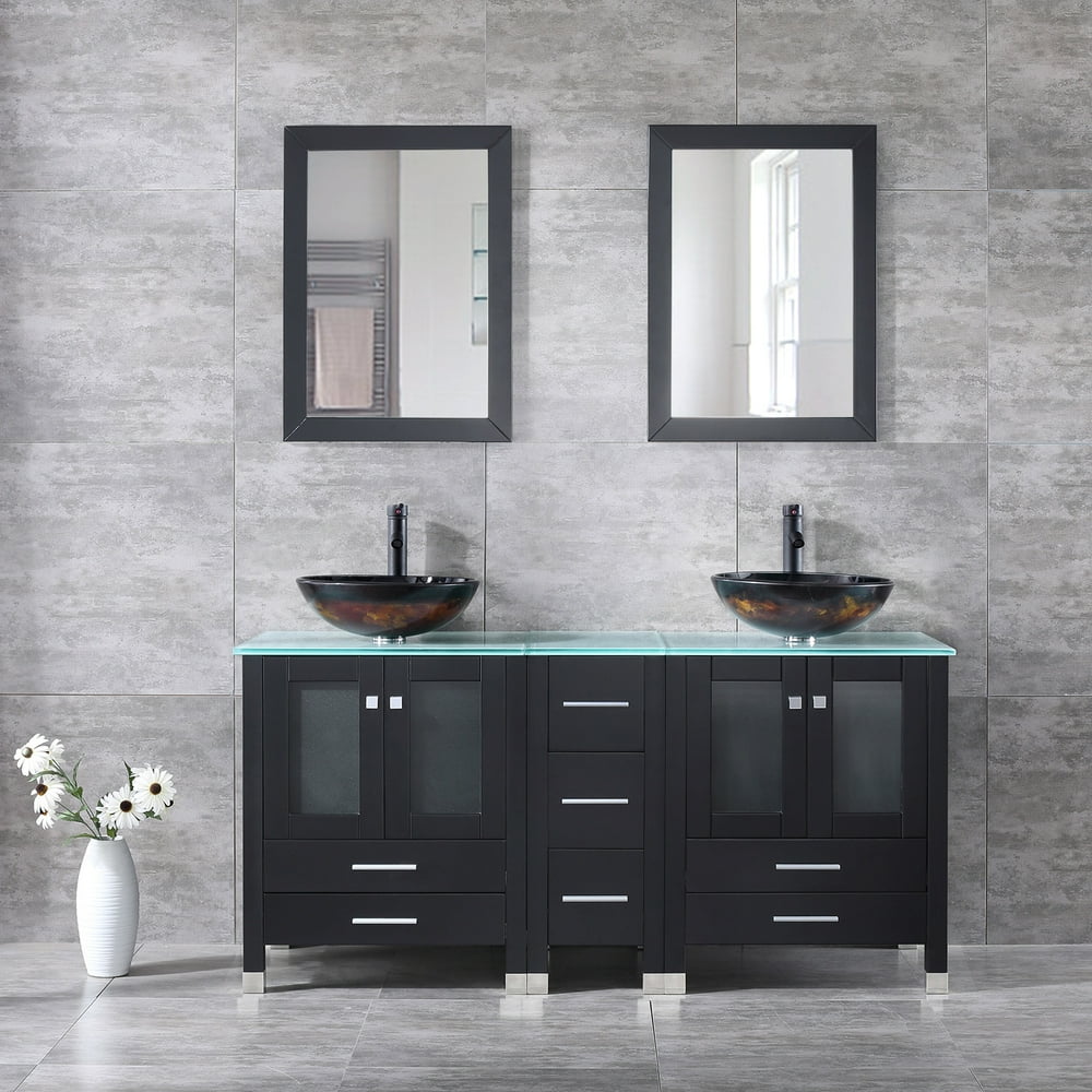 Wonline 60" Modern Design Solid Wood Bathroom Vanity Cabinets w/Vessel ...