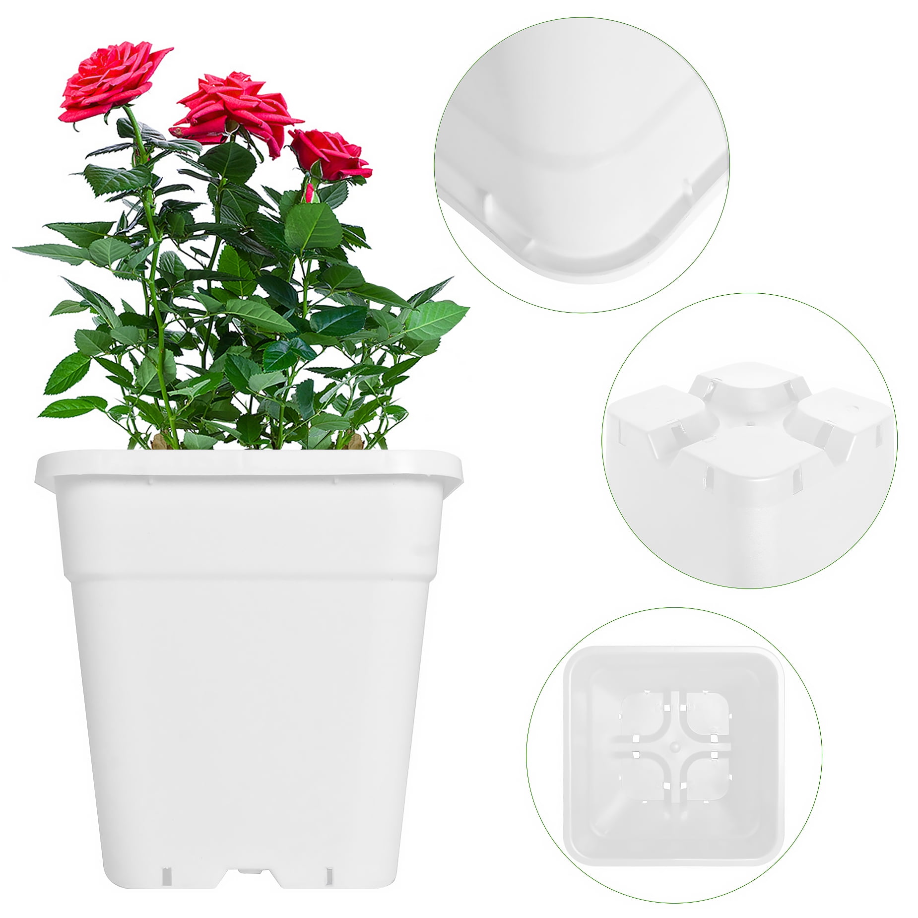 EPOTOOR 10 PCS Re-usable Square Nursery Pot 1/2/3/5/8/10 Gallon Plastic ...