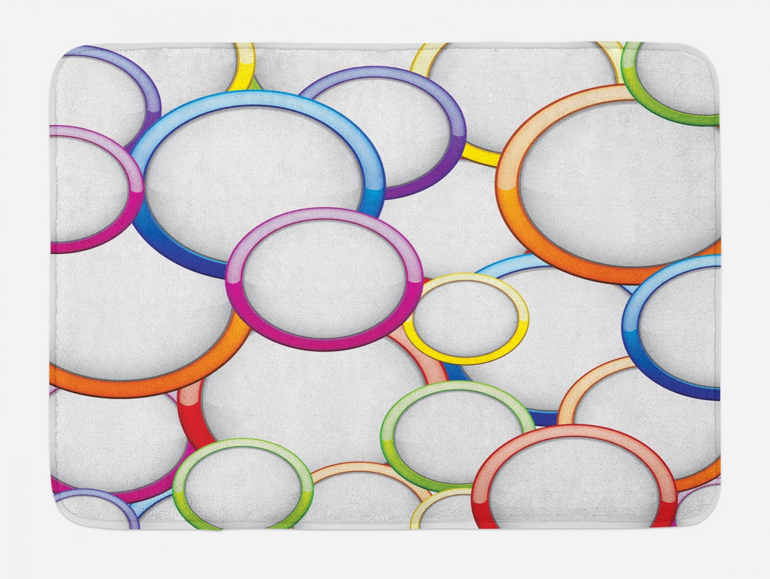 Geometric Bath Mat, Abstract Chained Colorful Bubbles and Circles Round ...