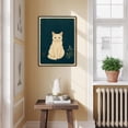 Affixzi Japanese White Cat Art Print, Teal Background, Minimalist Zen ...