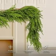 6ft Pre-lit Real Touch Norfolk Pine Prelit Christmas Garland, Winter Greenery Garland for ...