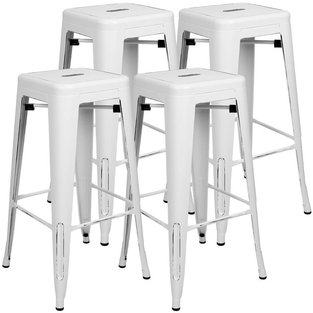 VINEEGO 30 Inches Metal Bar Stools for Counter Height Indoor-Outdoor ...