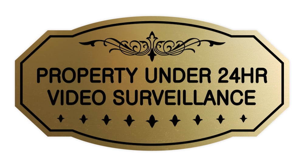 Victorian Property Under Surveillance Sign (Brushed Gold) - Large 5" X ...