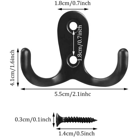 Coat Hook, 15 Pieces Double Coat Hooks Antique Wall Mount Hooks and Coat Hooks Black Wall ...