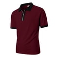 Amzcrzy Collared Shirt Men Summer Half Zip Color Block Tee Shirts Mens ...
