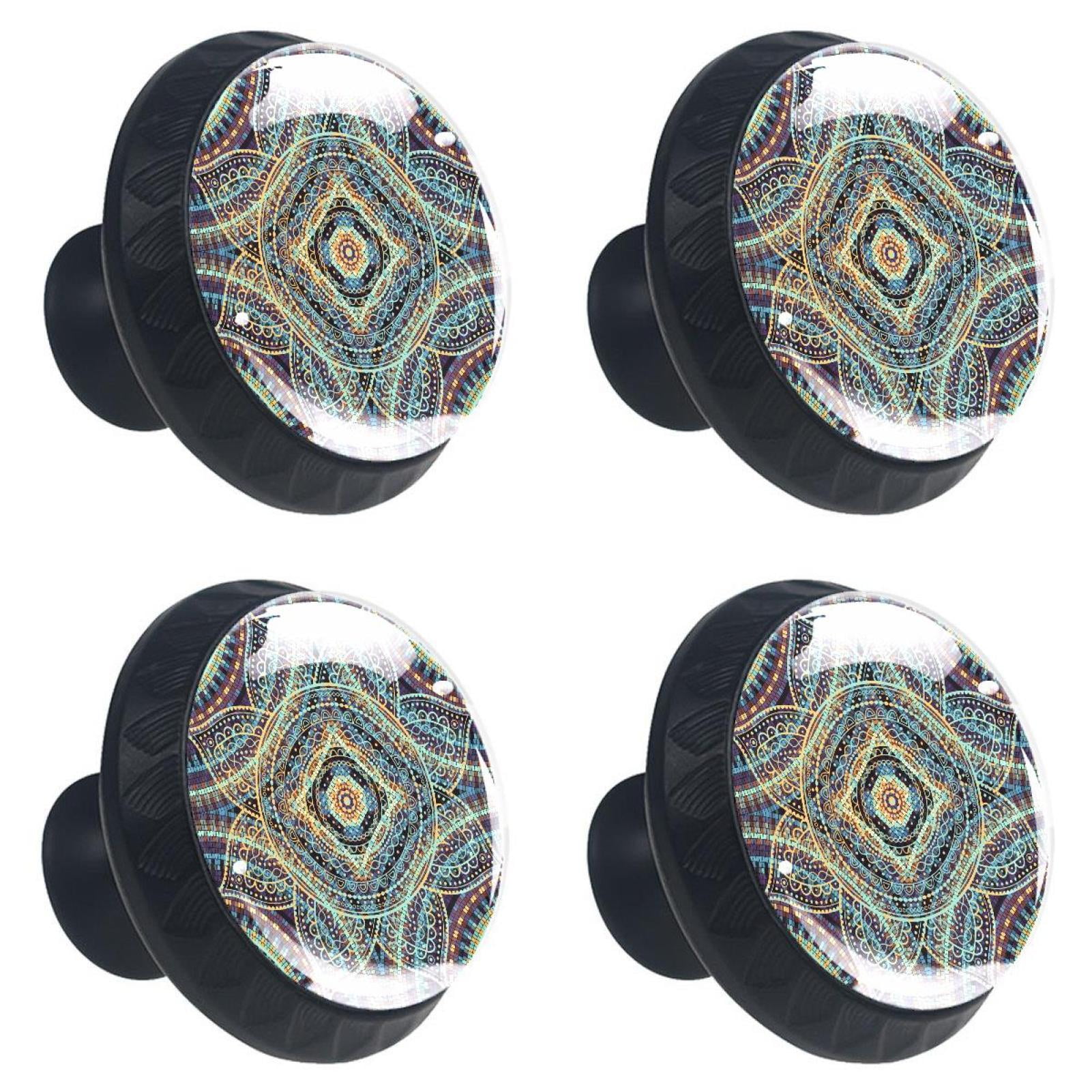 4 Pcs Bohemia Flower Geometry Knobs for Kitchen Cabinet Cupboard ...