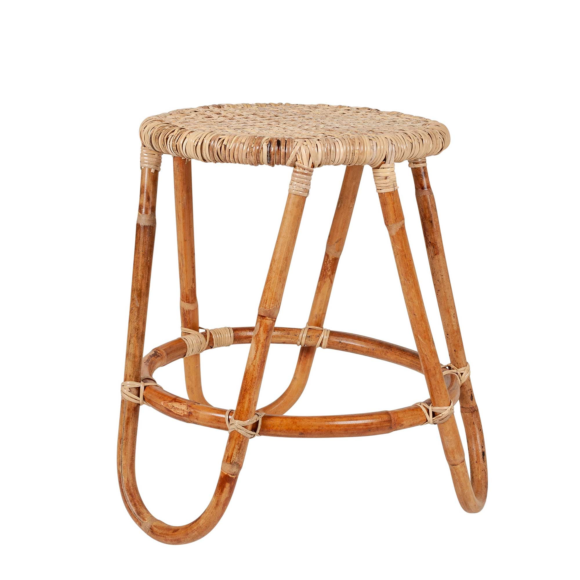 Bengkok Light Natural Rattan Round Side Table by East at Main - Light ...