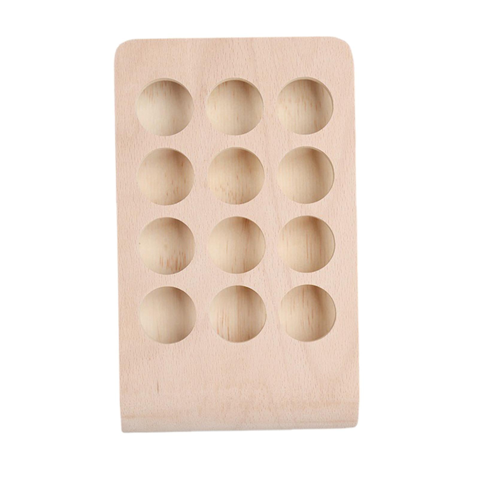 12 Holes 15ML Natural Wood Essential Oil Bottle Display Stand Rack ...
