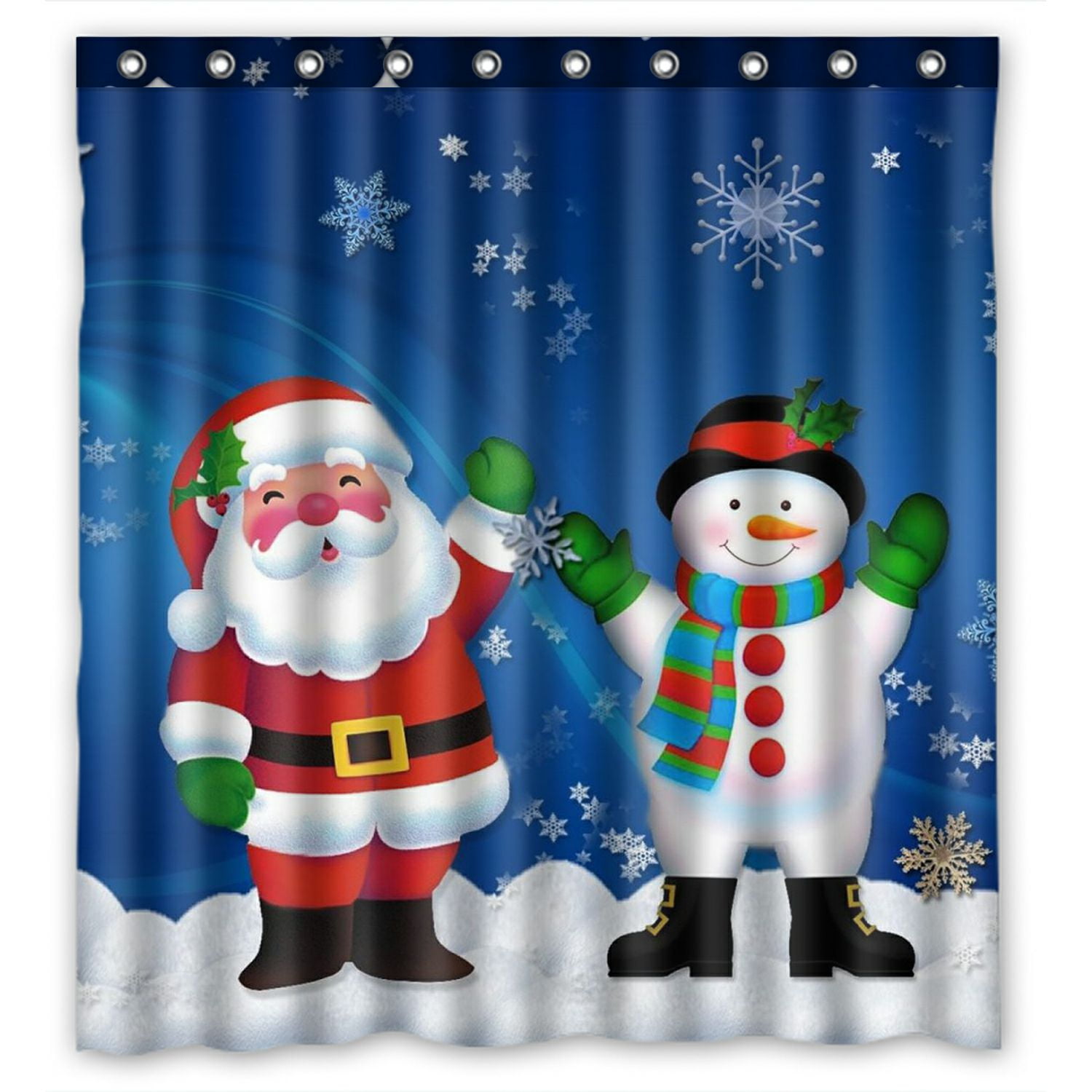 ZKGK Merry Christmas Santa Claus Waterproof Shower Curtain Bathroom ...