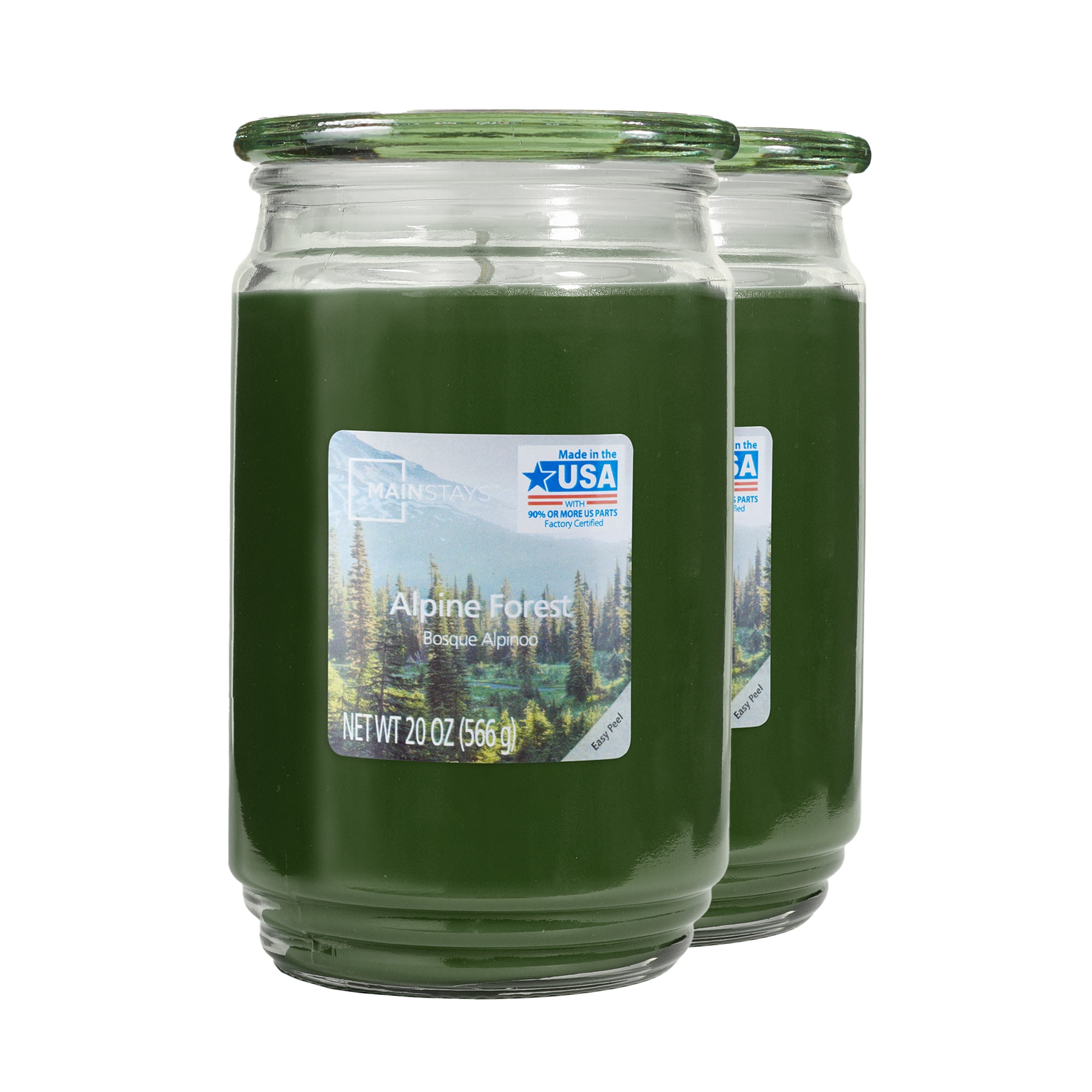 Mainstays Alpine Forest Scented Single Wick Glass Jar Candle, 20 oz., 2 ...