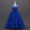 CPNG Girls Long Tulle Dress Solid Color Formal Gown Sleeveless Round ...