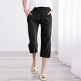 Yinguo Womens Capri Pants Wide Leg Crop Pants Solid Loose Comfy Elastic