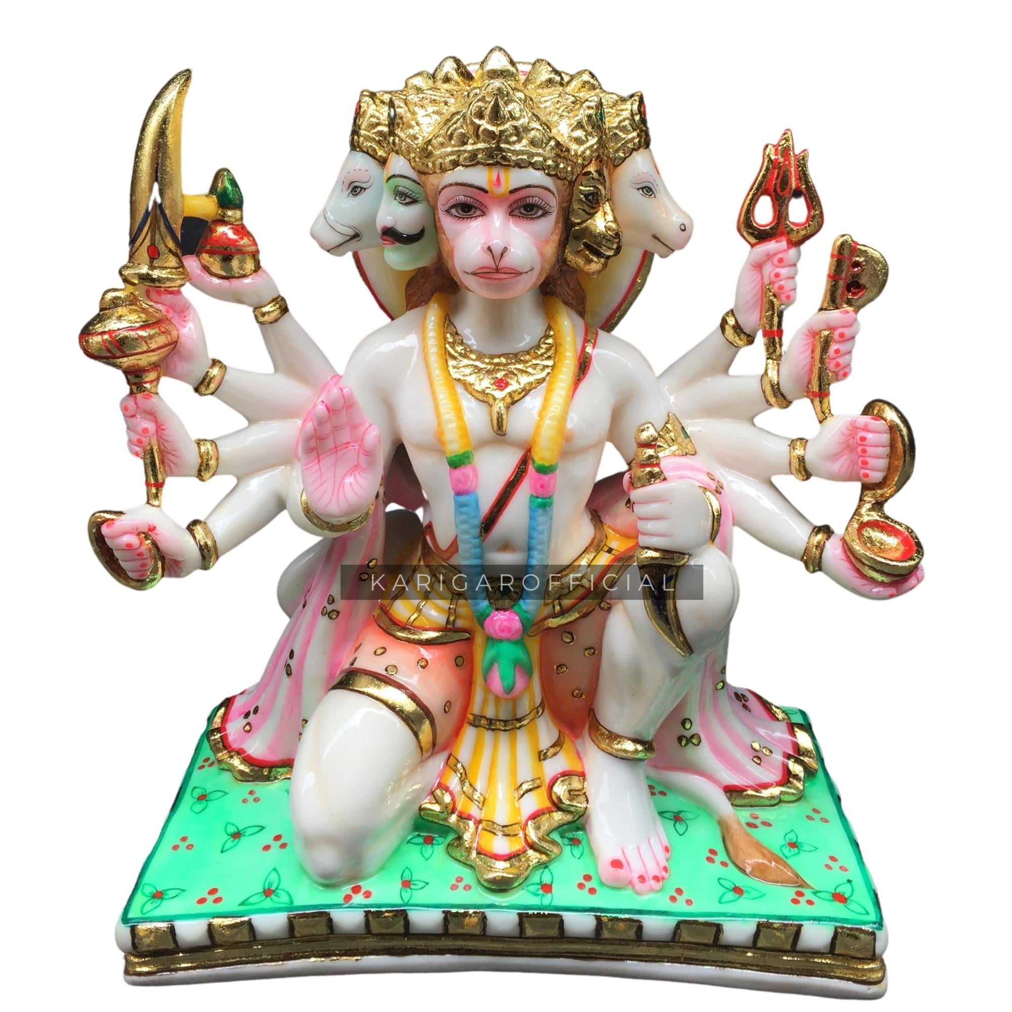 Hanuman Statue Murti Large 12 inches Gold Leaf Panchmukhi Hanuman ...