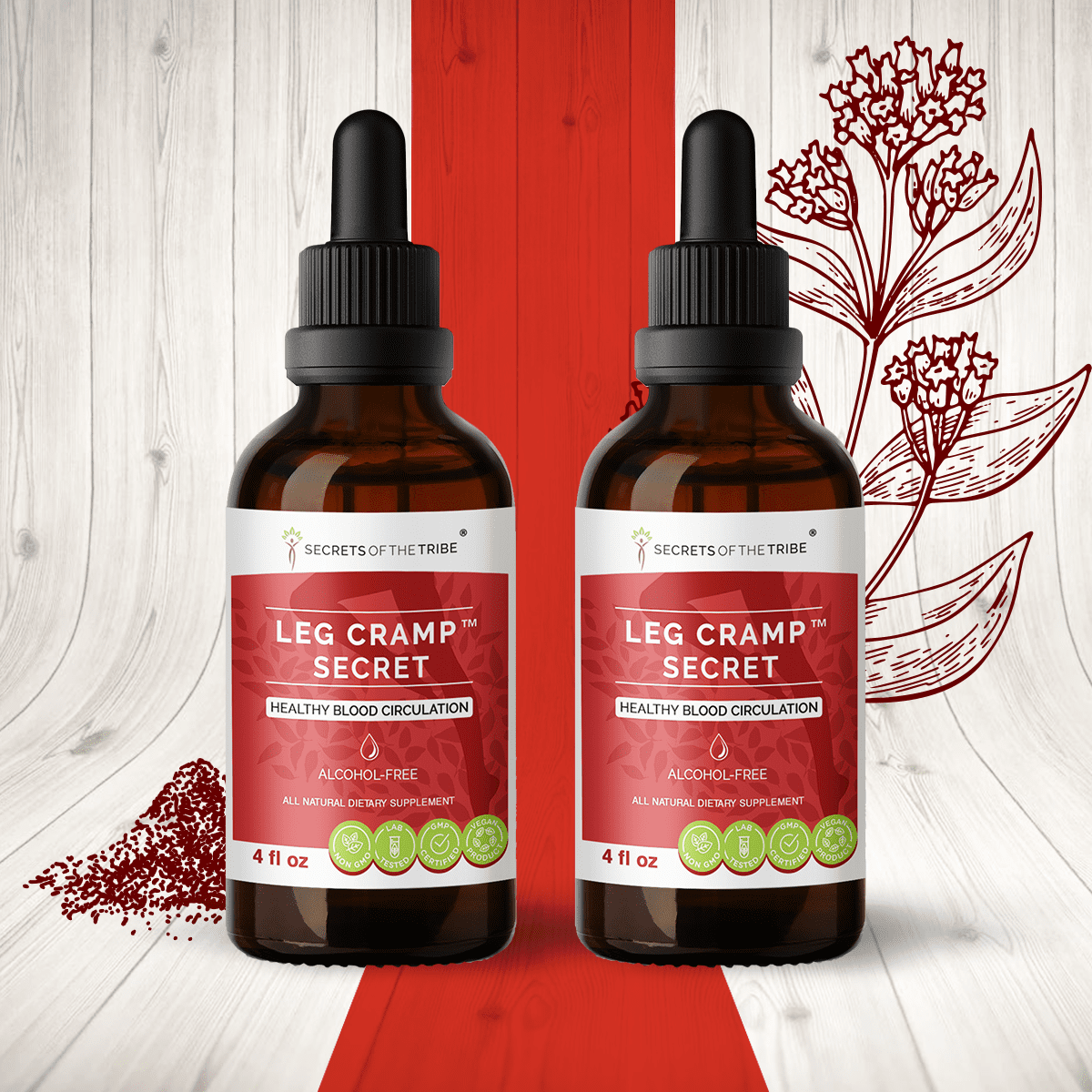 Leg Cramp Secret Alcohol-FREE Extract, Tincture, Glycerite Original ...