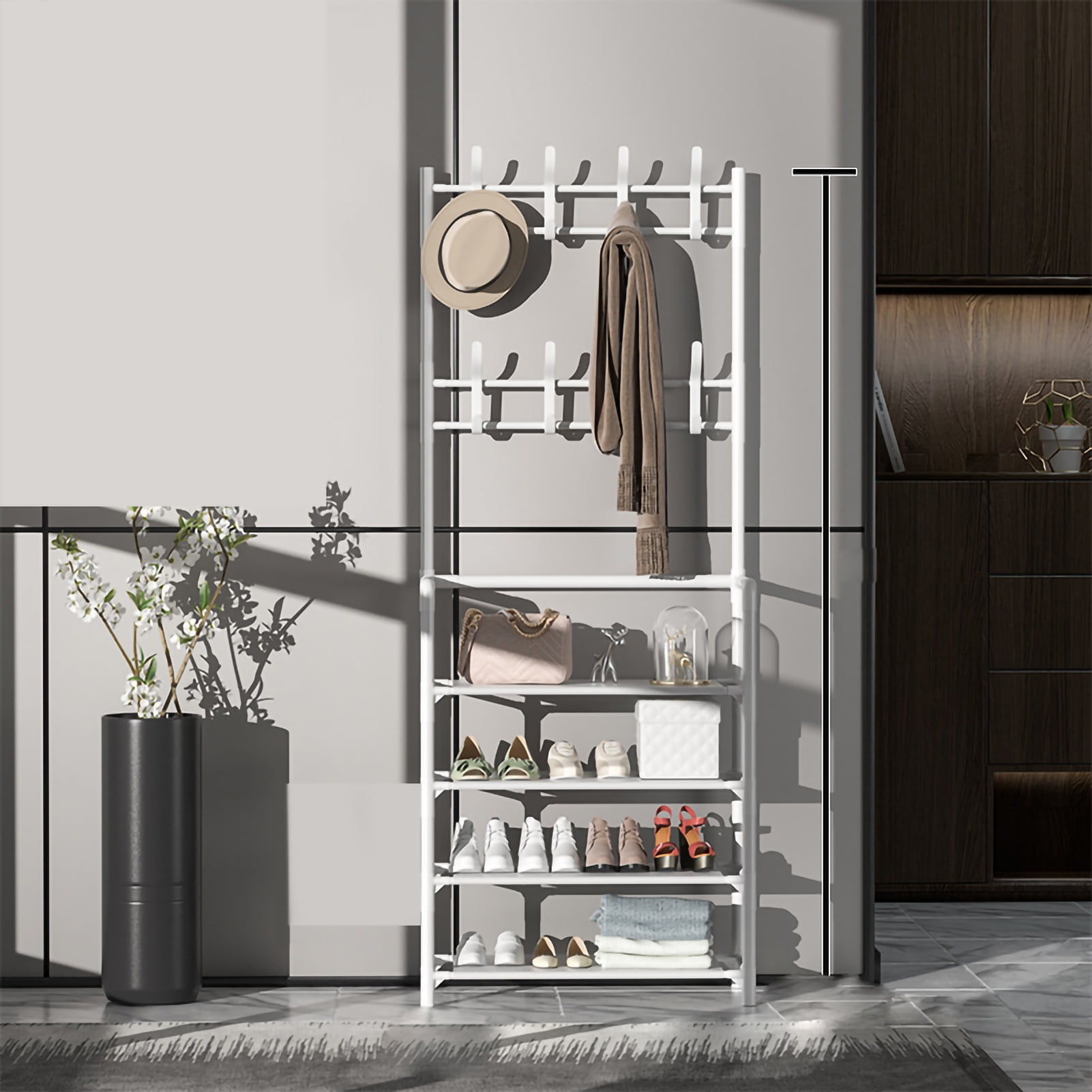 Perchero de Pie ANGGREK Perchero de Metal Moderno Con Estantes ...