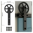 4-12FT Sliding Barn Door Rails & Floor Guide, Black Big Spoke Wheels ...